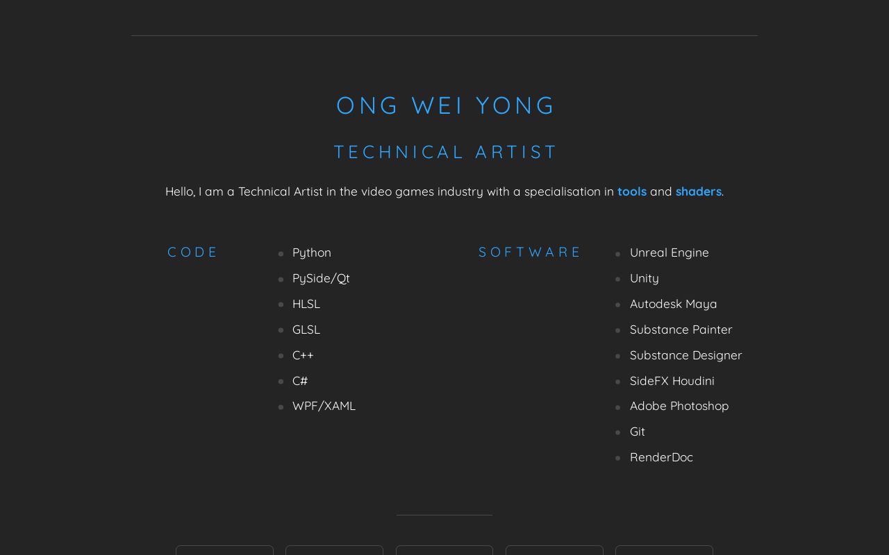 Wei Yong | Technical Artist